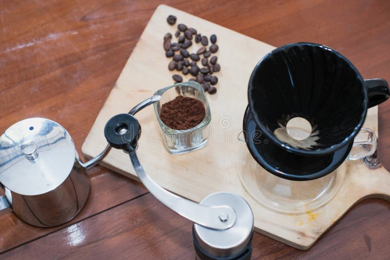 V60 Coffee Method of Making Coffee with Complete V60 Set Tools on the ...