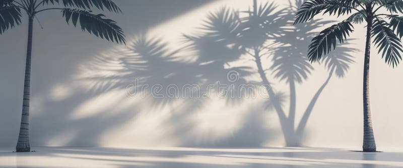 V Dancing Shadows of Large Tropical Trees on Smooth White Wall Stock ...