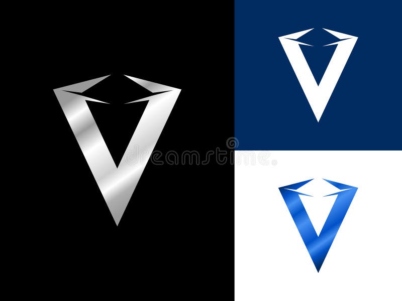 V Diamond Logo Design. Initial Identity Letter V with Diamond Logo ...