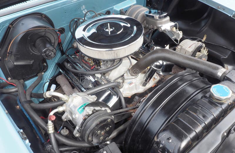 V8 Engine in a 1958 American Made Automobile Stock Photo - Image of ...