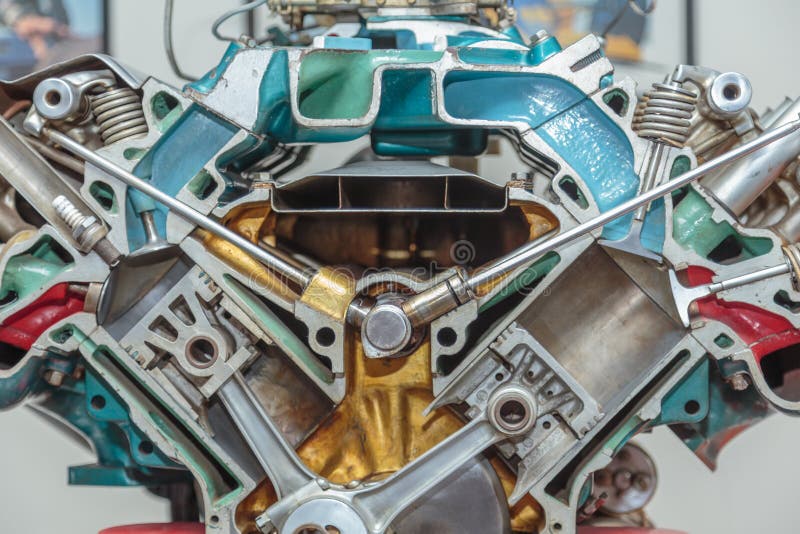 V-8 Engine Cutaway stock photo. Image of cutaway, display - 46779654