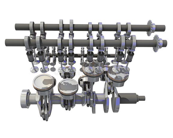 V8 Engine Cylinders 3D Rendering on White Background Stock Illustration ...