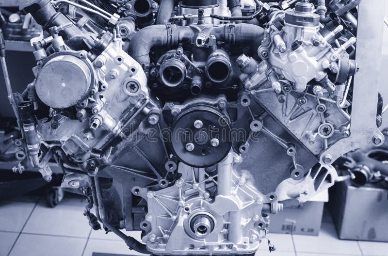 V8 engine stock photo. Image of tools, repair, assembled - 95359464