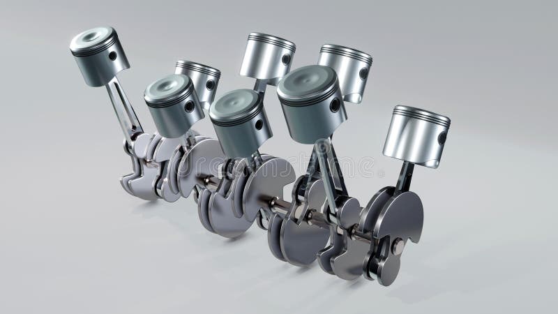 V8 Engine Pistons and Crankshaft on White Background. Stock Photo ...