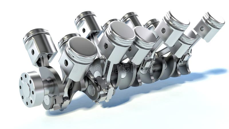 V10 engine pistons. 3D stock illustration. Illustration of isolated ...