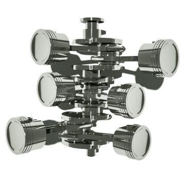 V6 Engine Pistons in Top View. 3D Image Stock Illustration ...