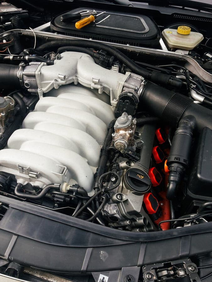 V10 engine under hood stock image. Image of hood, mechanical - 100345651