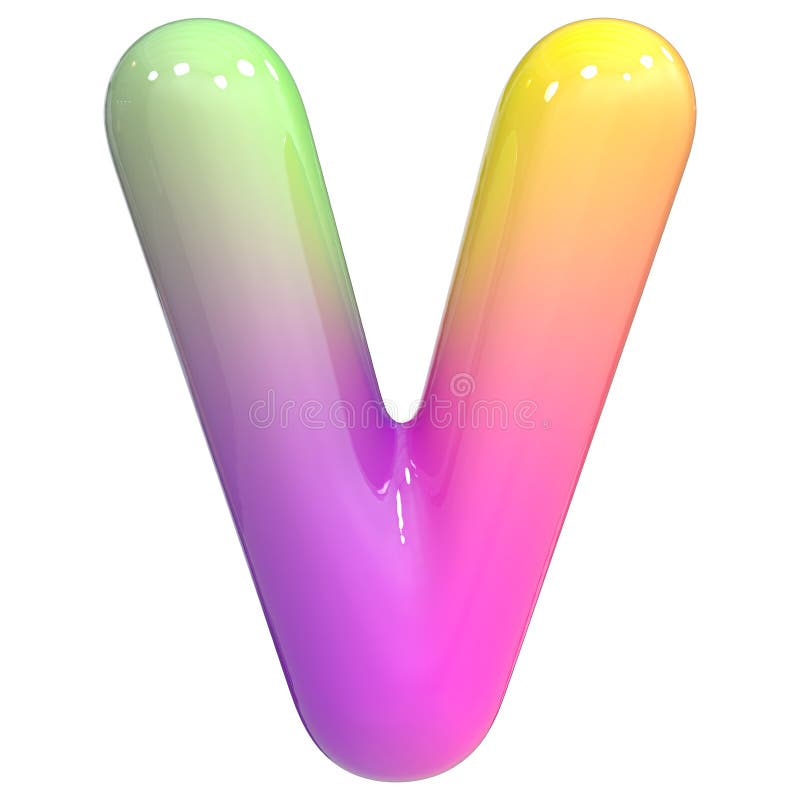 V Font Gradient 3D with White Background Stock Illustration ...