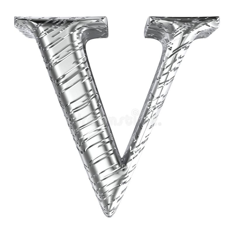 V Font Silver 3D with White Background Design Stock Illustration ...