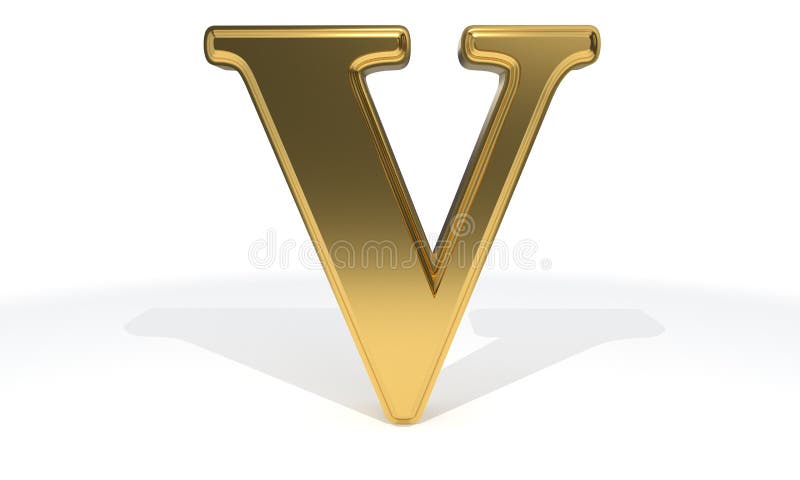 V Gold Colored Alphabet, 3d Rendering Stock Illustration - Illustration ...