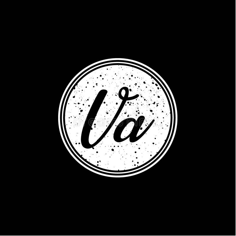 V a Initial Handwriting in Black and White Circle Frame Design Stock ...