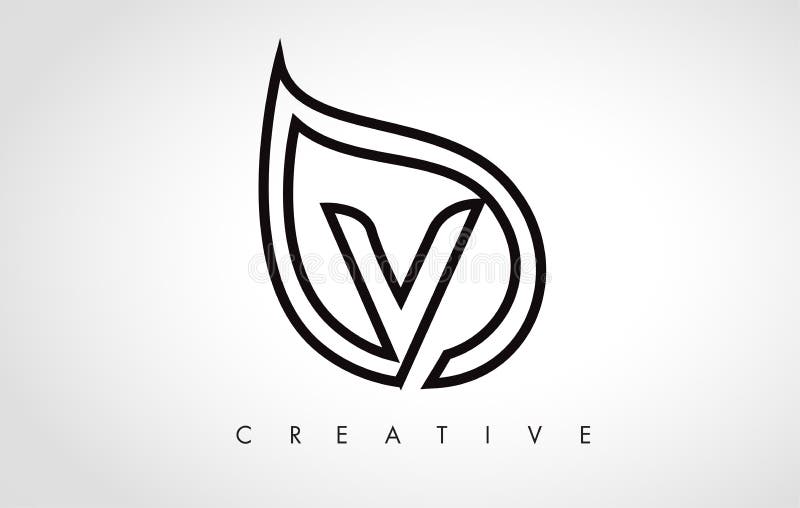V Leaf Logo Letter Design with Leaf Outline Stock Vector - Illustration ...