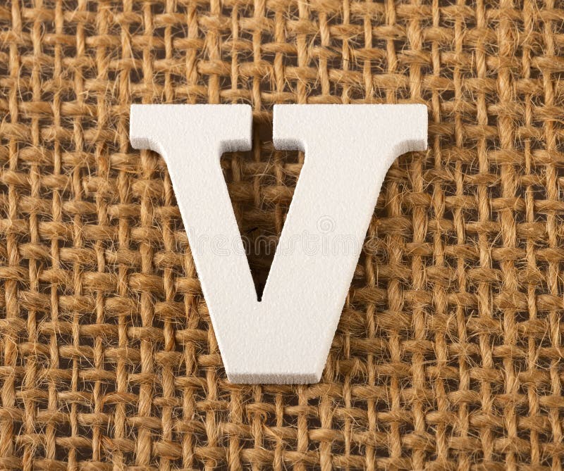 V, Letter of the Alphabet - Burlap Background Texture Stock Image ...