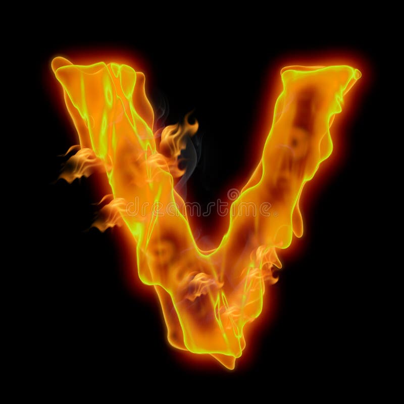 V - Letter of the Alphabet Made of Fire Stock Illustration ...