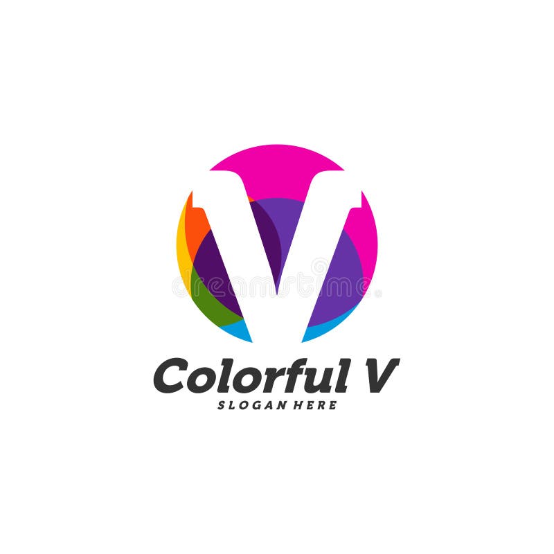 V Letter Colorful Logo Design Concept. Vector Design Template Elements ...