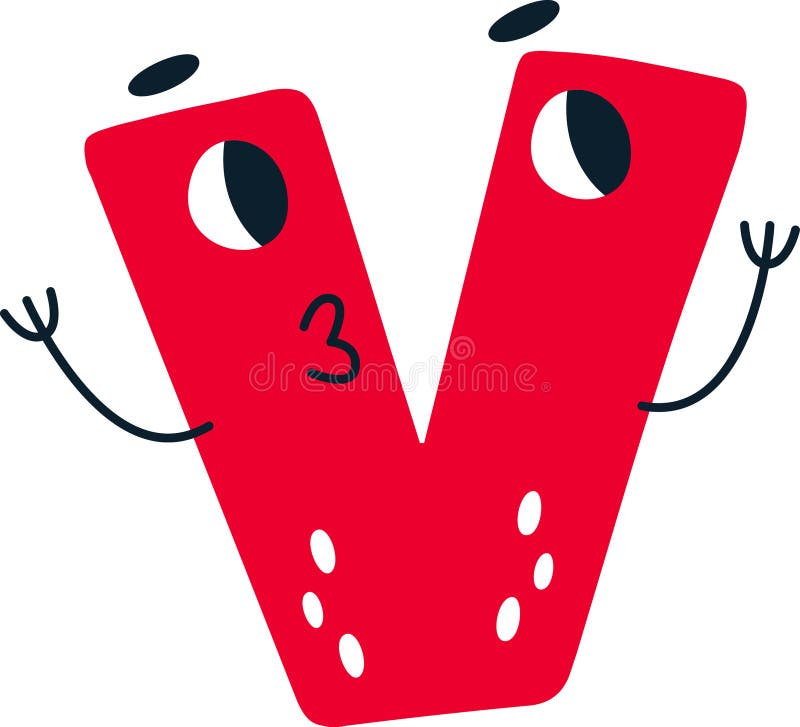 V Letter Funny Children Alphabet Stock Vector - Illustration of english ...