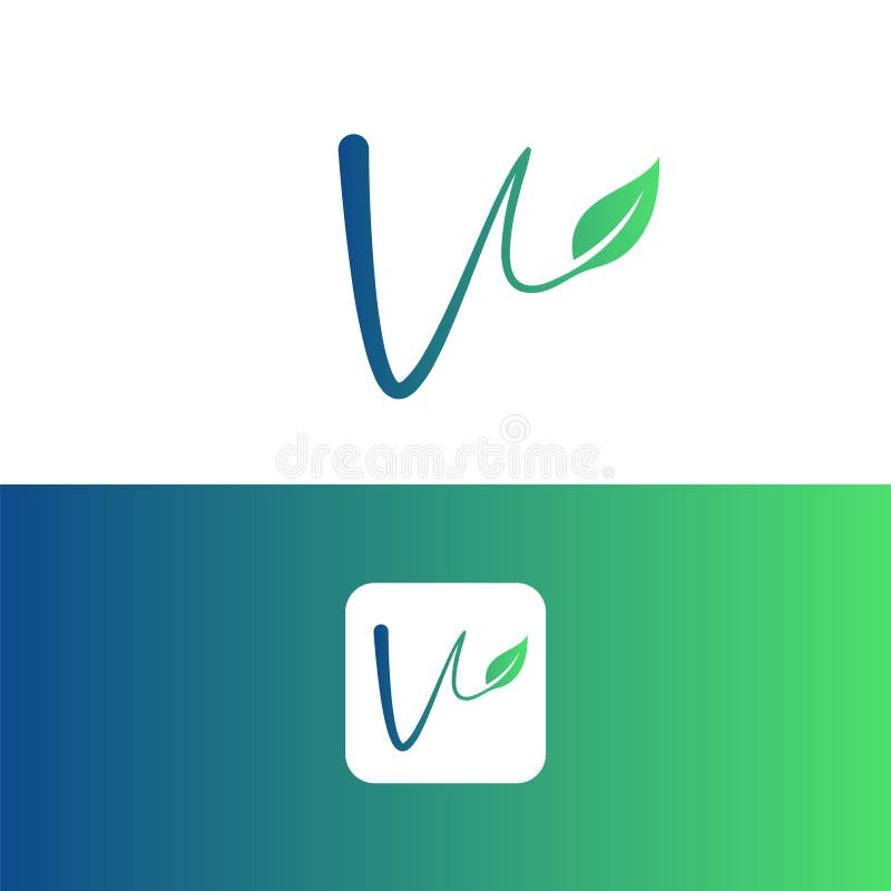 V Letter with Leaf Logo Template Stock Vector - Illustration of icon ...