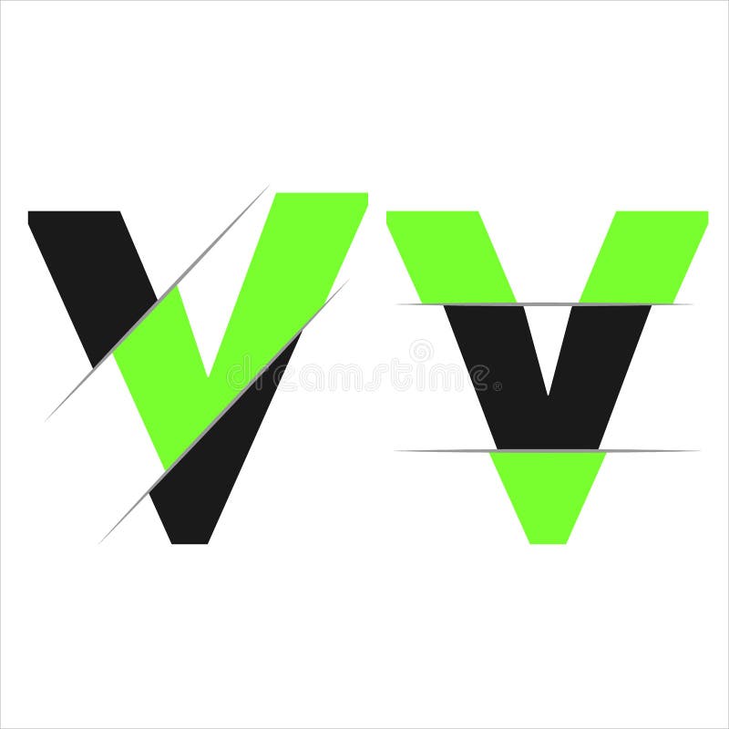 V Letter Logo Design Cutted in the Middle with a Red Line and with ...