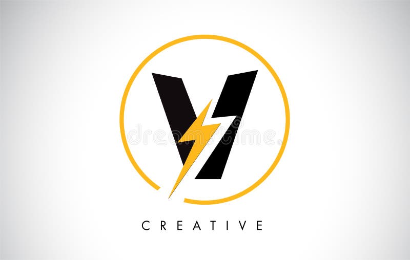 V Letter Logo Design with Lighting Thunder Bolt. Electric Bolt Letter ...