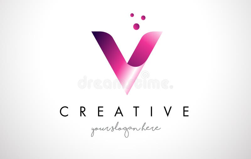 V Letter Logo Design with Purple Colors and Dots Stock Vector ...