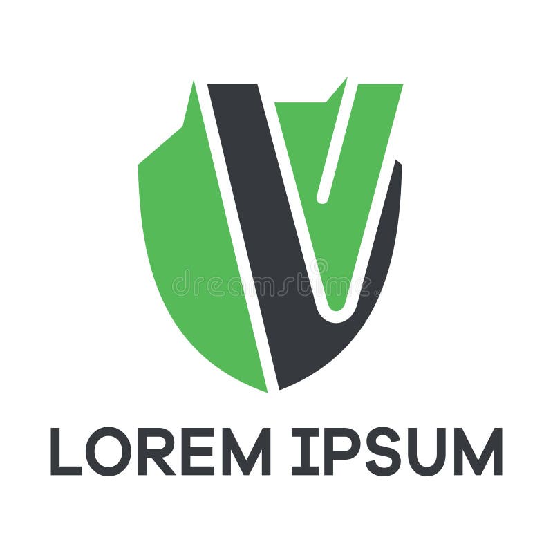 V Letter Logo Design. Letter V in Shield Vector Illustration. Safety ...