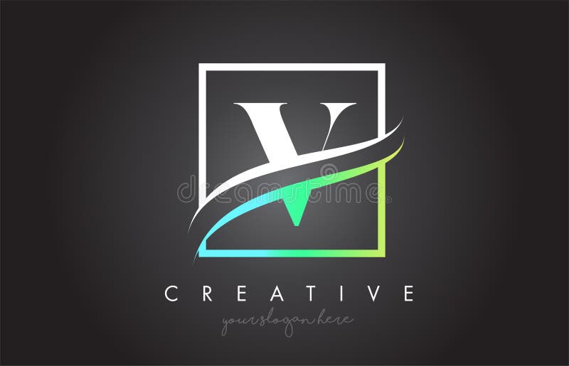 V Letter Logo Design with Circle Swoosh Border and Creative Icon Design ...