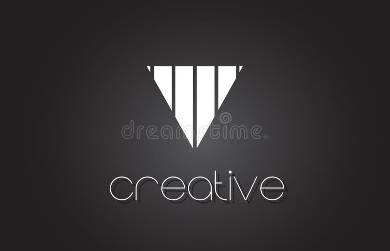 V Letter Logo Design with White and Black Lines. Stock Vector ...