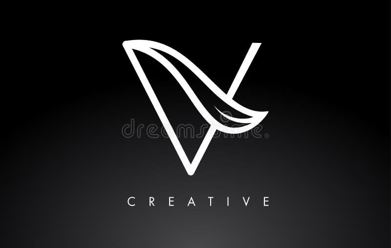 V Letter Logo with Monogram Leaf Concept in Black and White Colors ...