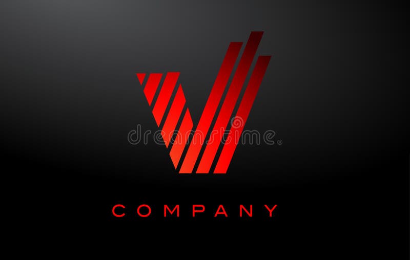V Letter Logo with Red Lines Design Vector. Red Letter Icon ...