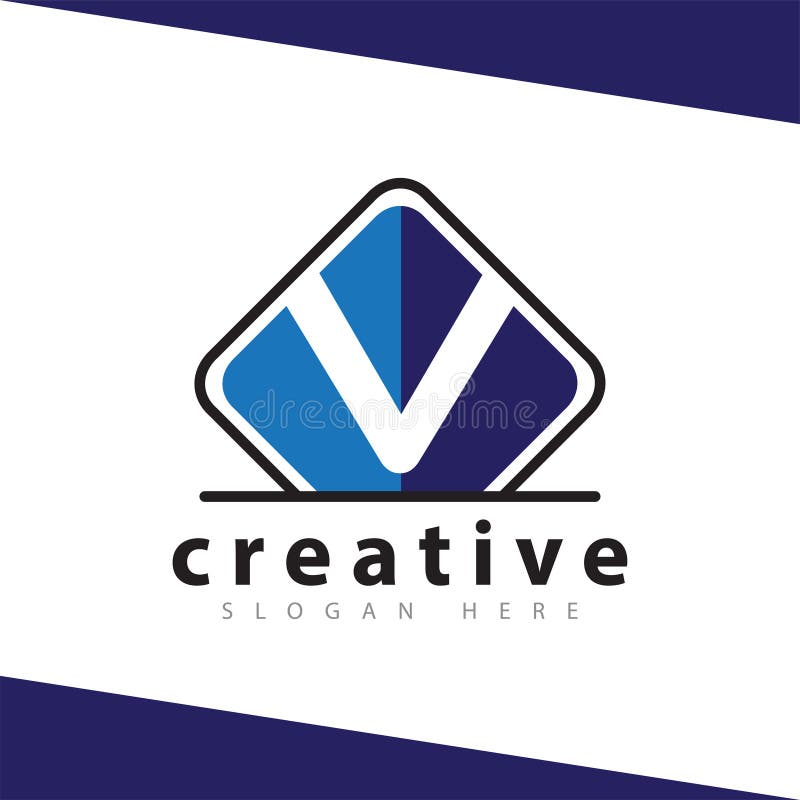 V Letter with Plaque Square Logo Icon Vector Template Stock Vector ...