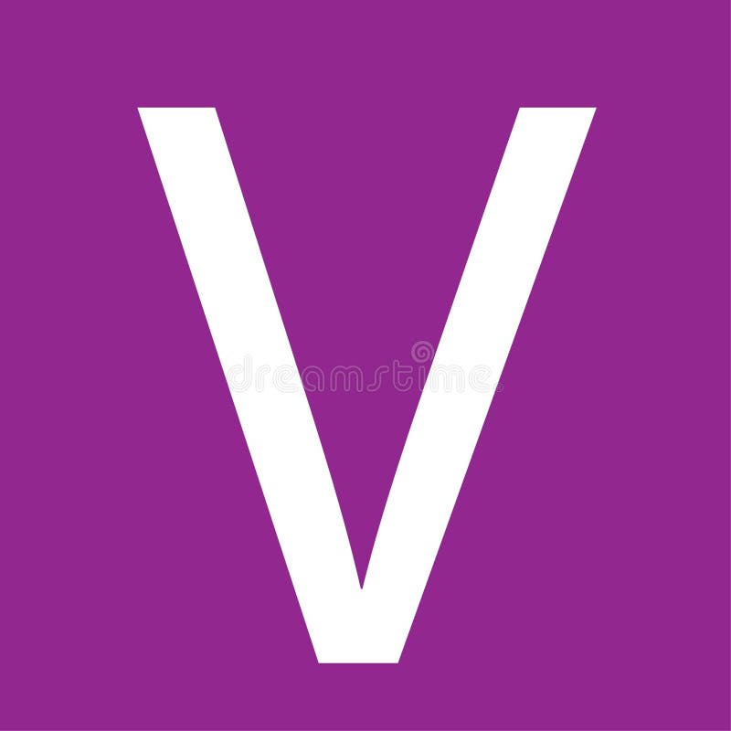 V Letter on Purple Background Stock Illustration - Illustration of ...