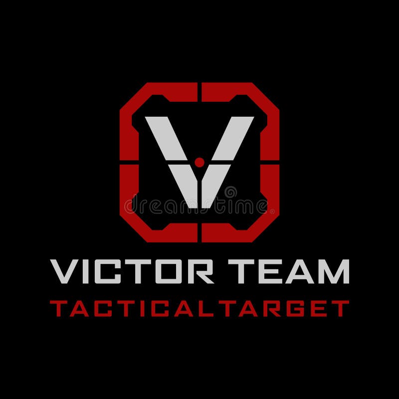 V Letter Tactical Military Target Logo Design Stock Illustration ...