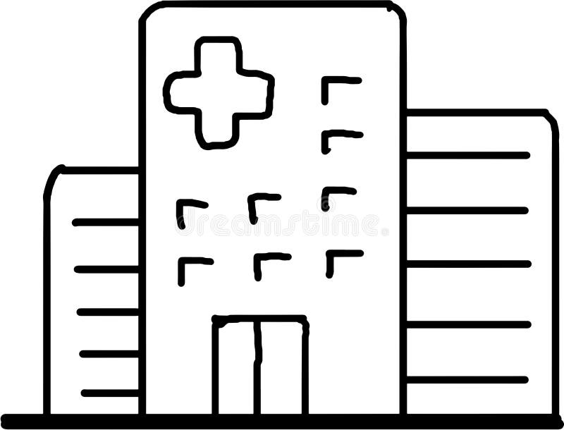 Drawing of a hospital icon stock vector. Illustration of linear - 261804229