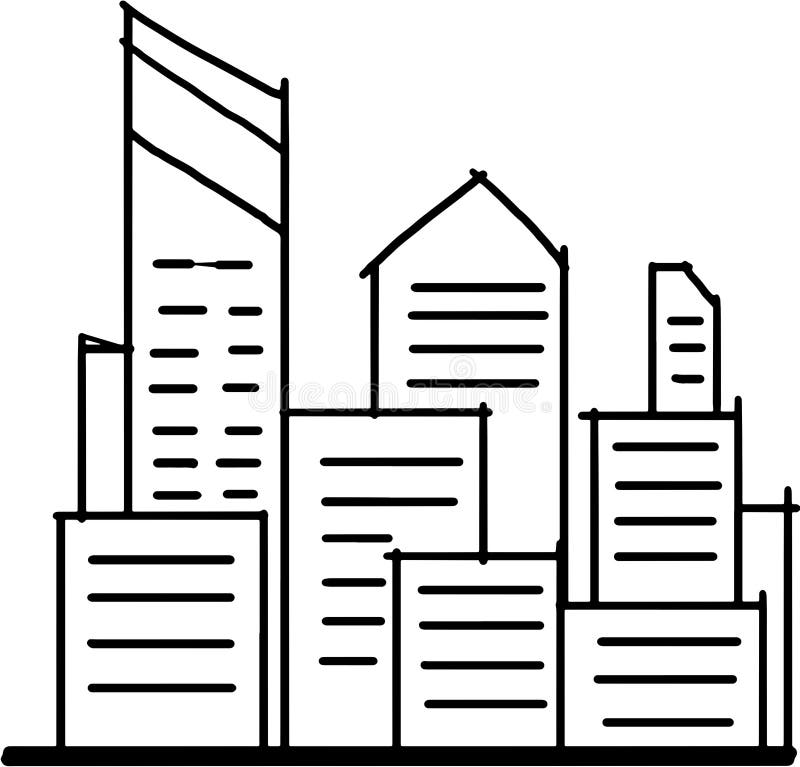 Line Drawing Icon Office Building Stock Vector - Illustration of ...