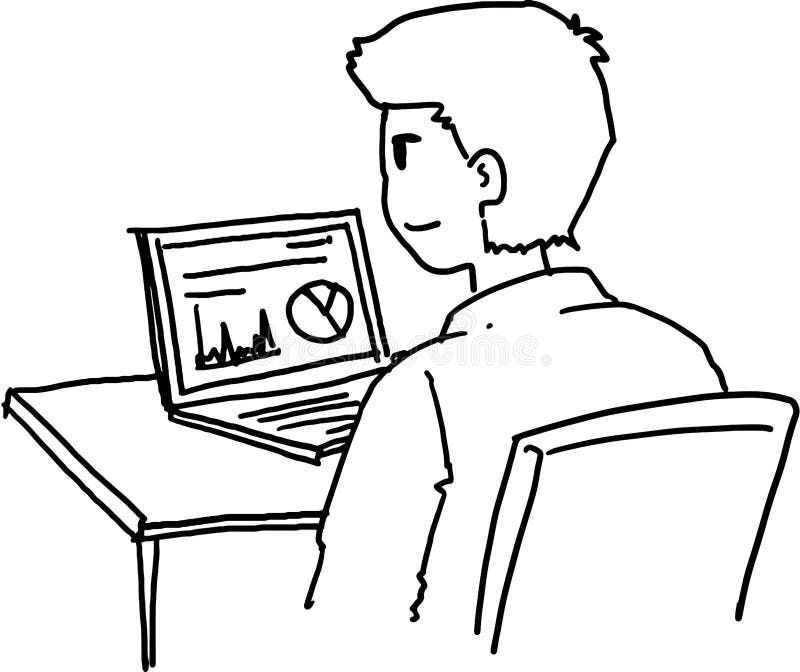 Working Staff Icon in a Line Drawing Stock Vector - Illustration of ...