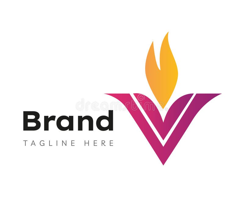 Letter V Logo Design. Letter V with Flame Logo, Arrow Logo Stock Vector ...