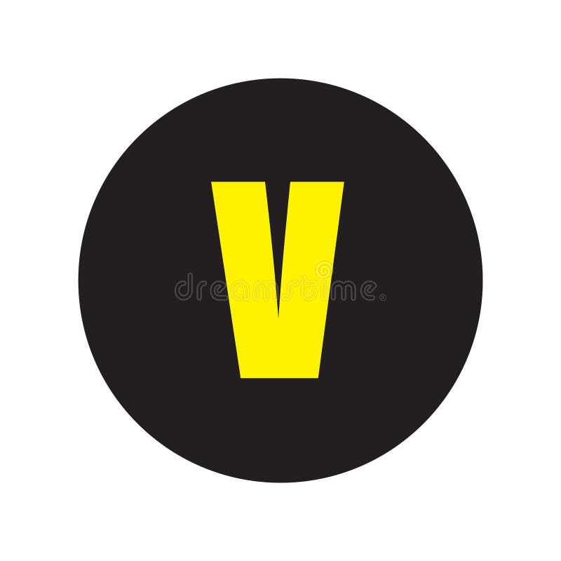 Letter V Logo Symbol with Yellow Impact Font in Black Circle Stock ...
