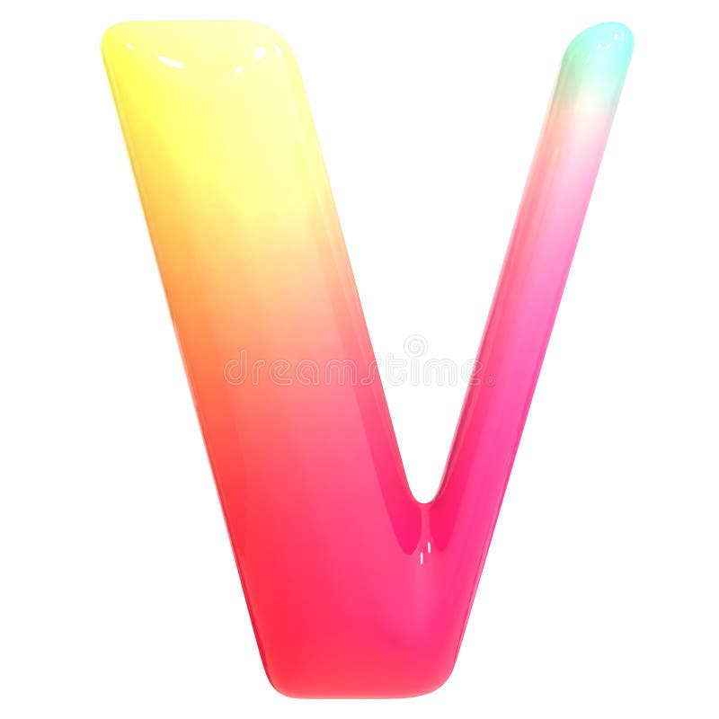 V Number Gradient 3D with White Background Stock Illustration ...