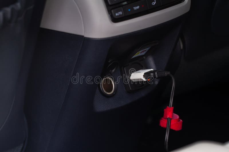 220v Power Outlet Socket in the Car. Stock Image - Image of electrical ...