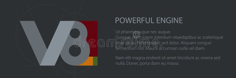 V8 powerfull engine banner stock vector. Illustration of machine ...