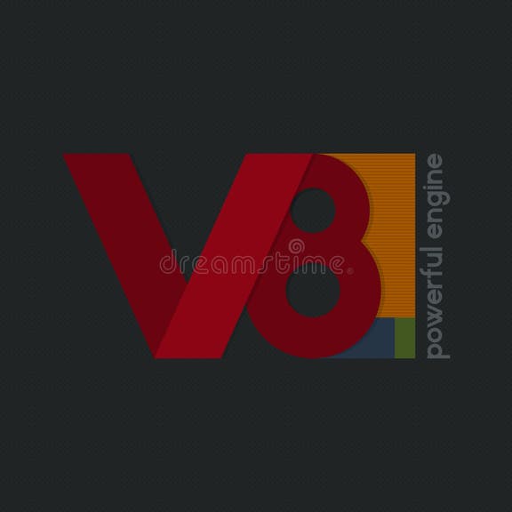 V8 Powerfull Engine stock vector. Illustration of freedom - 83481410