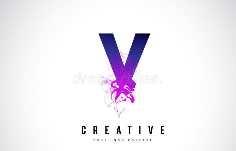 V Purple Letter Logo Design with Liquid Effect Flowing Stock Vector ...
