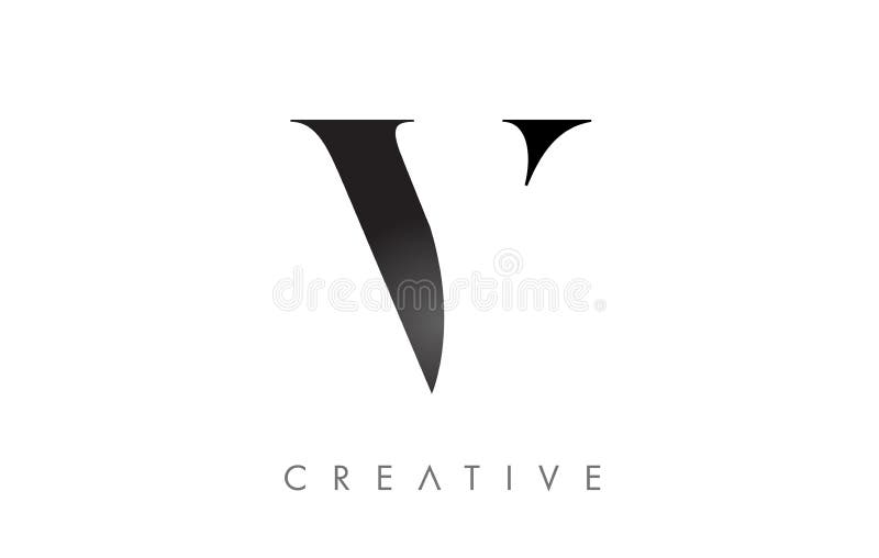 V Serif Letter Logo with Minimalist Design in Black and White Vector ...