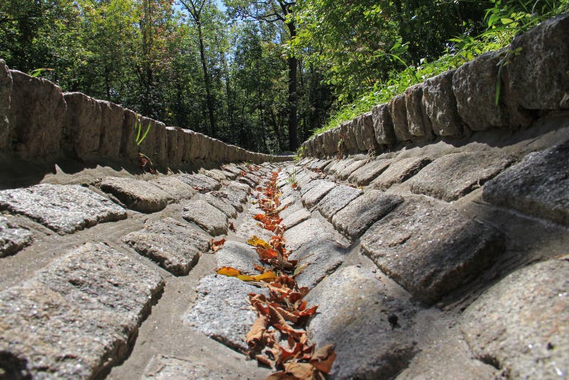 V Shaped Stone Gutter In A Park Stock Image - Image of rock, sunny ...
