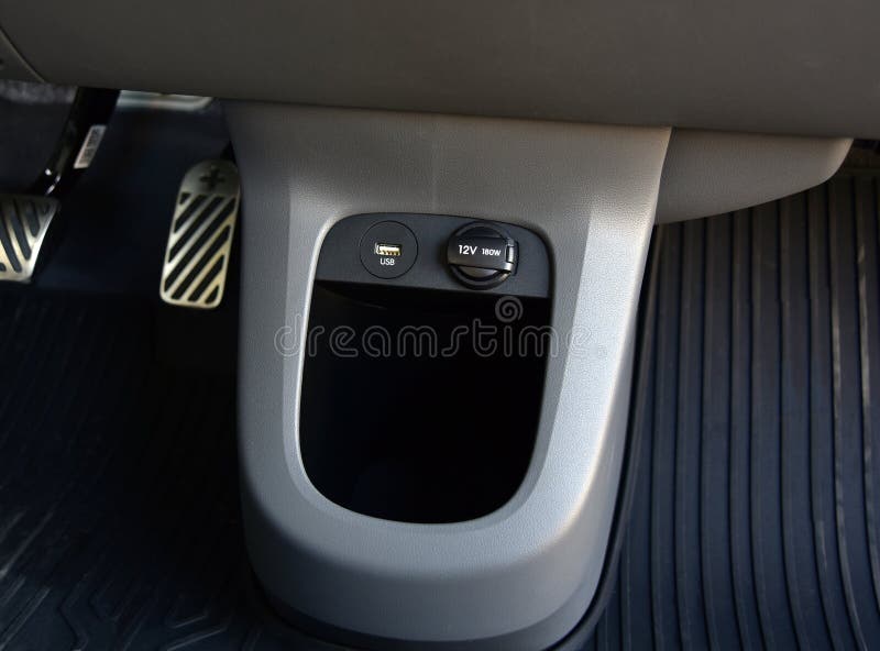 12V Socket and USB Port on Car Dashboard Stock Photo - Image of port ...