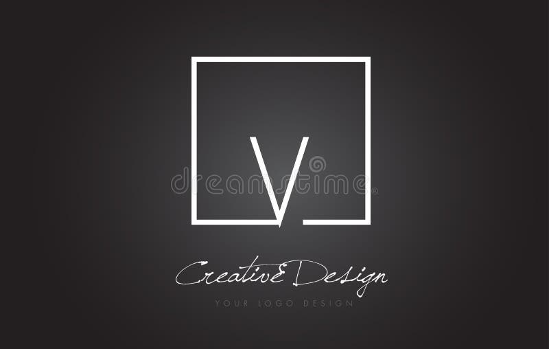 V Square Frame Letter Logo Design with Black and White Colors. Stock ...