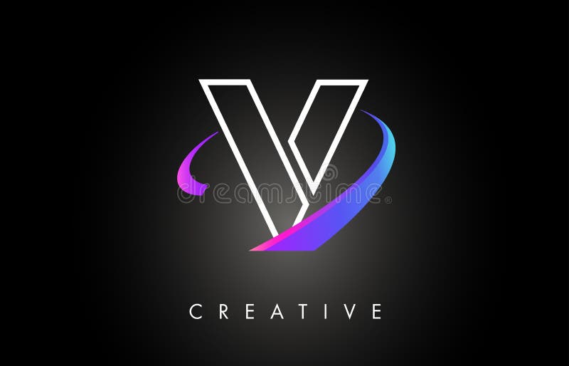 V Trendy Modern Letter Logo Design Monogram and Creative Swoosh on ...
