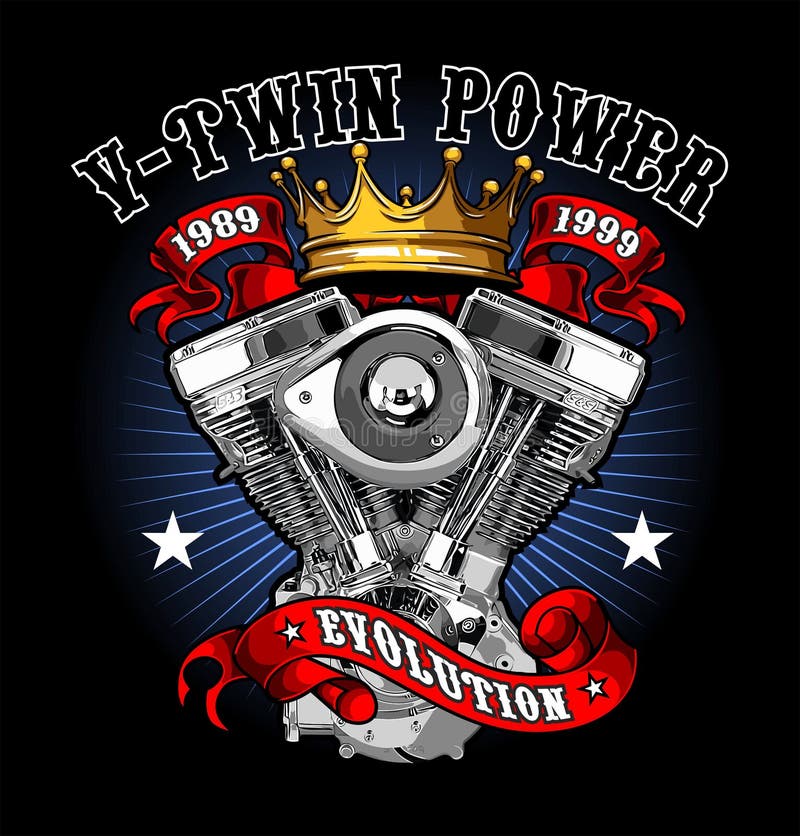 Classic V Twin Motorcycle Engine Stock Illustrations – 140 Classic V ...