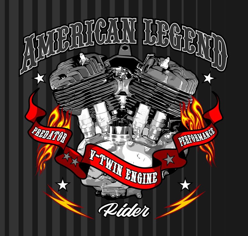 V Twin Engine for Graphic Design Stock Vector - Illustration of piston ...