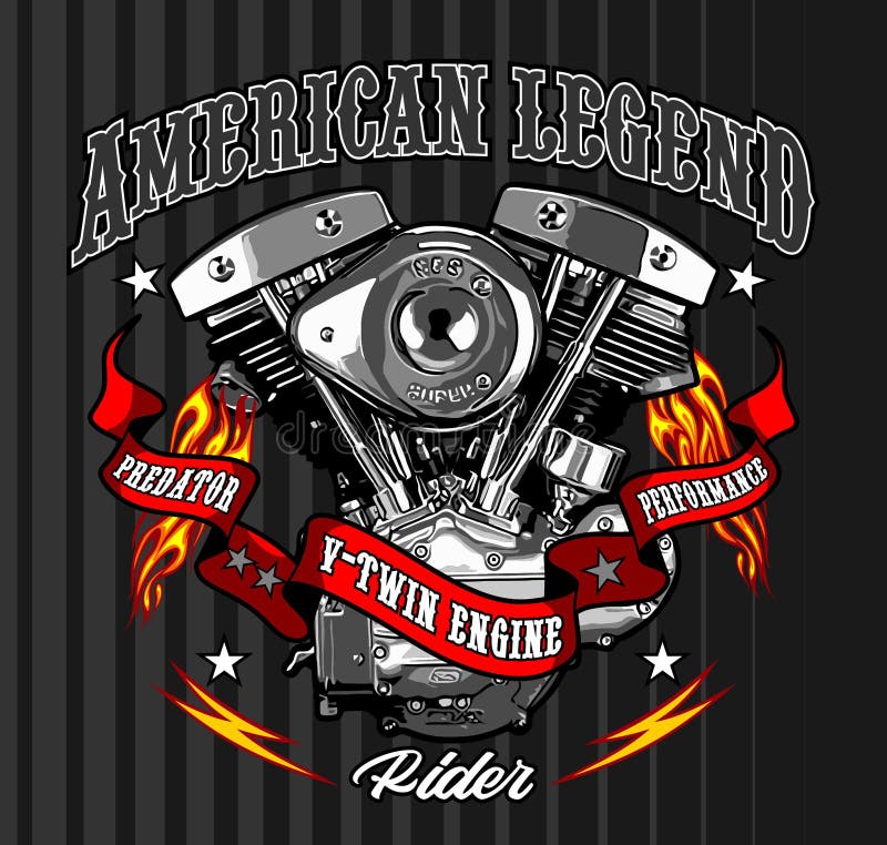 Classic V Twin Motorcycle Engine Stock Illustrations – 140 Classic V ...